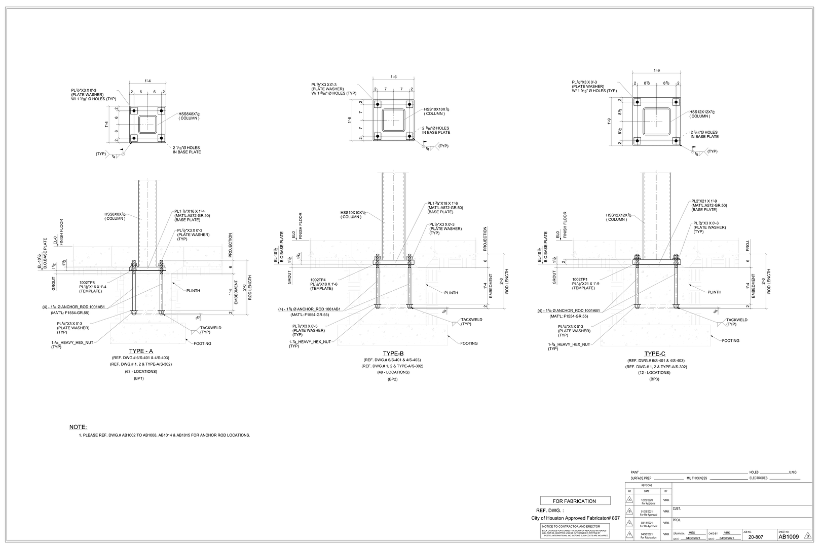 Anchor Bolt Drawings – Manitham Engineering Services
